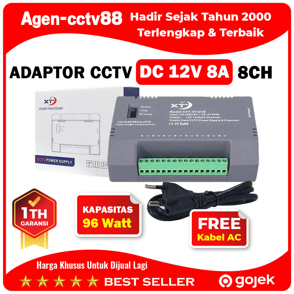 8ch 8 Channel XTY 12V 8A 96 Watt CCTV Power Supply Adapter | Shopee Philippines