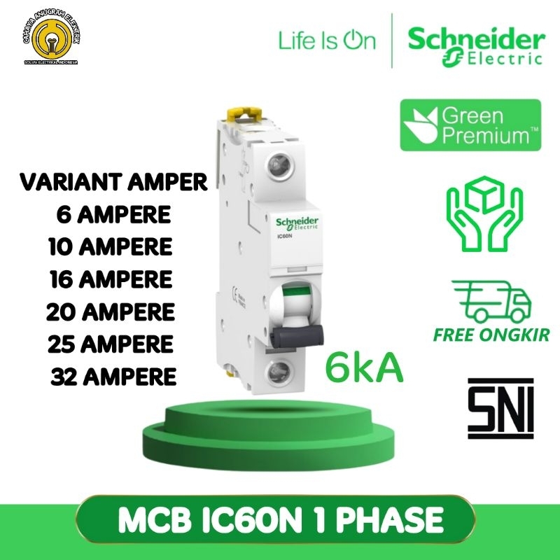Mcb Schneider IC60N 6A/10A/16A/20A 1 Phase MCB IC60N 6A 10A 16A 20A 25A 1P original | Shopee ...