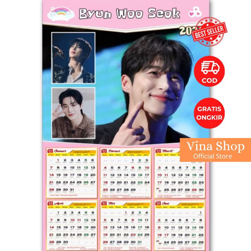 Byeon Woo Seok NCT Rose Calendar Korean Artist Kpop Wall Calendar ...