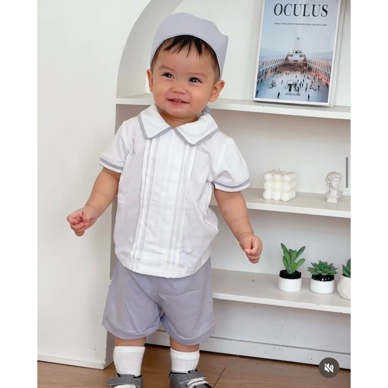 PUTIH Minimapa - baby boy suit, baby girl dress, crown bandana set ...