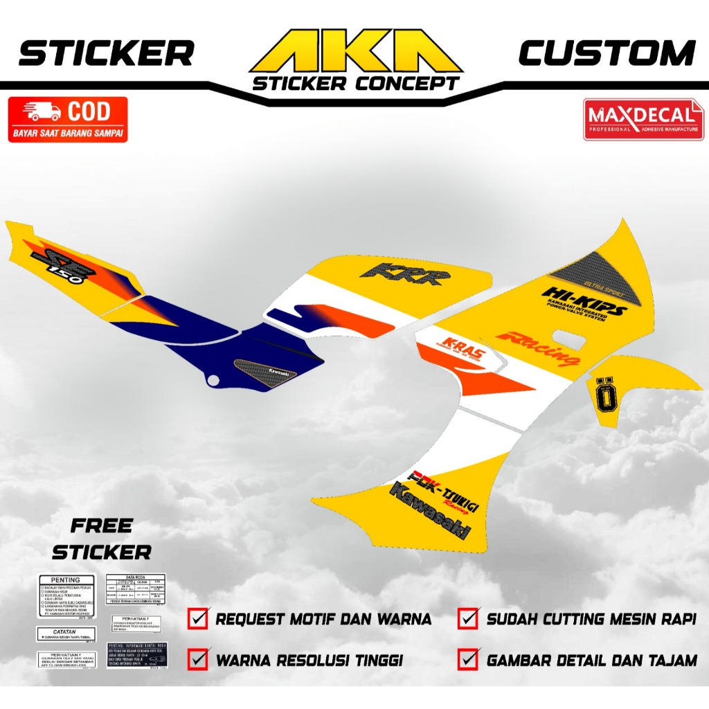 Kawasaki Ninja KRR SSR transparent maxdecal striping sticker (can ...