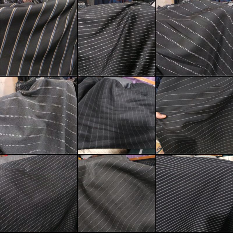 Thick semi-wool fabric with striped motif, price per 0.5 meter (half ...