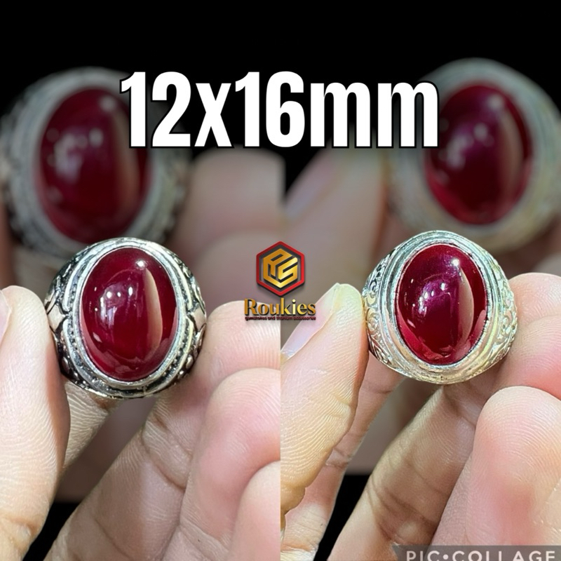 Red Baron Stone Ring Size 12x16mm Alpaca Ring | Shopee Philippines