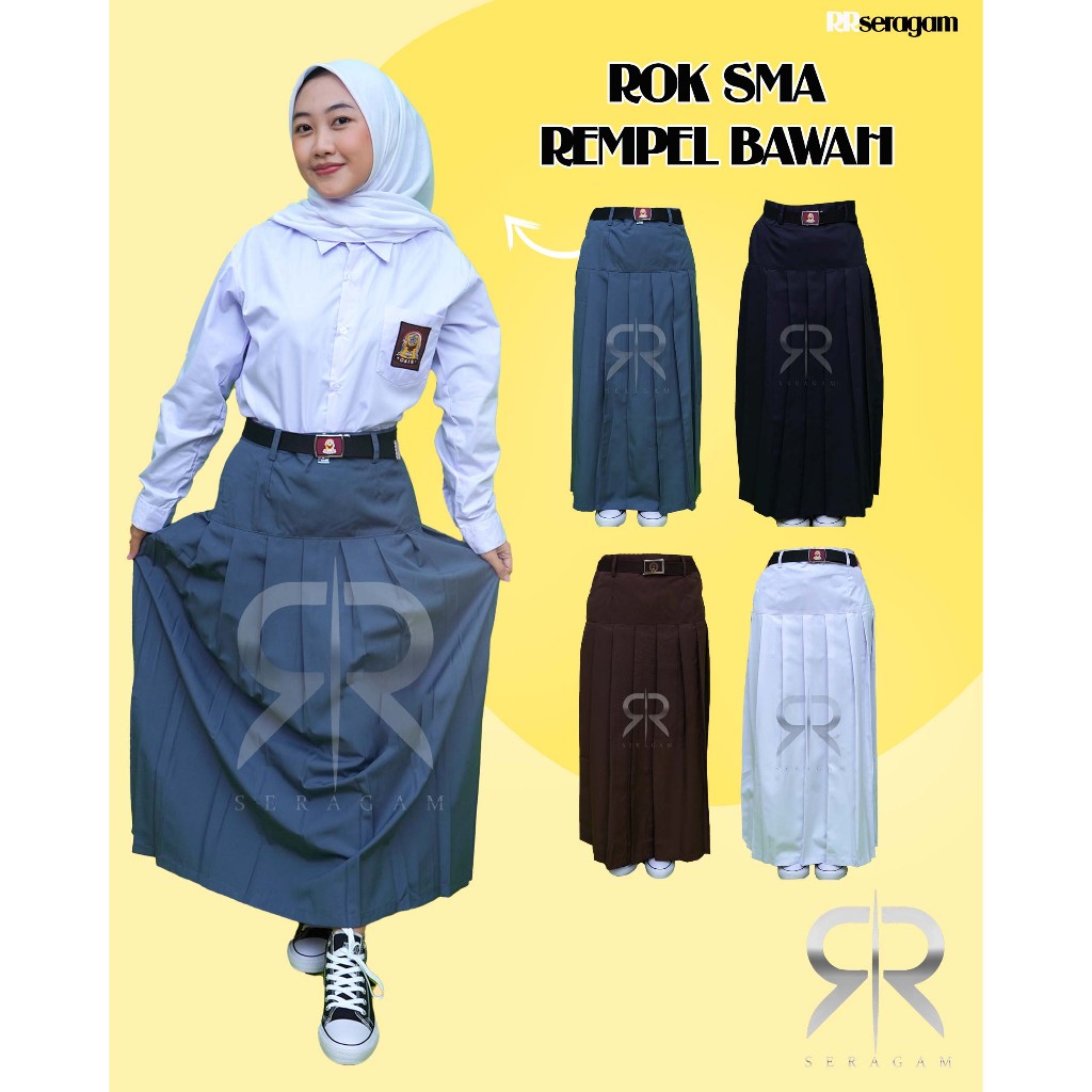 HITAM PUTIH RR Uniform - Low Waist Pleated Skirt High School Uniform ...
