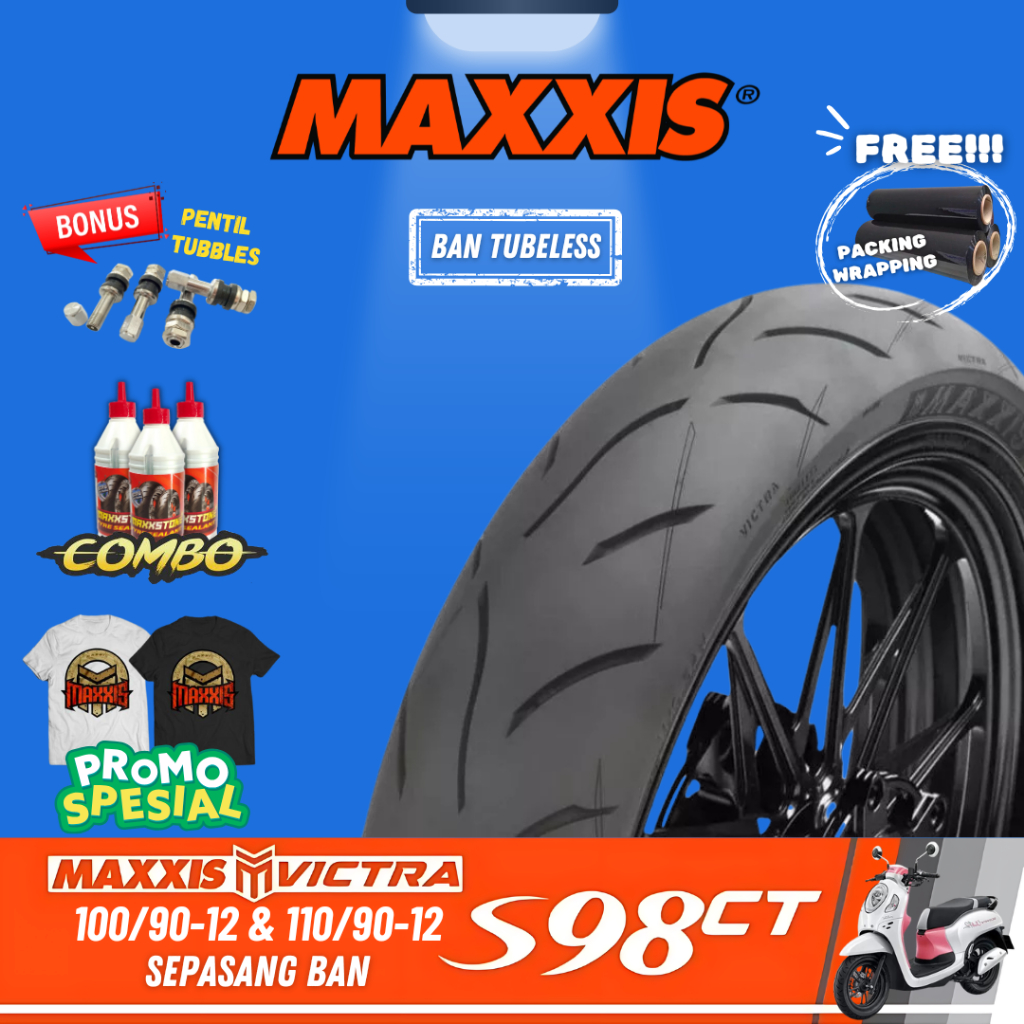[A Pair PACKAGE] MAXXIS RING 12 VICTRA 98 CT TUBELESS 100/90-12 & 110/ ...