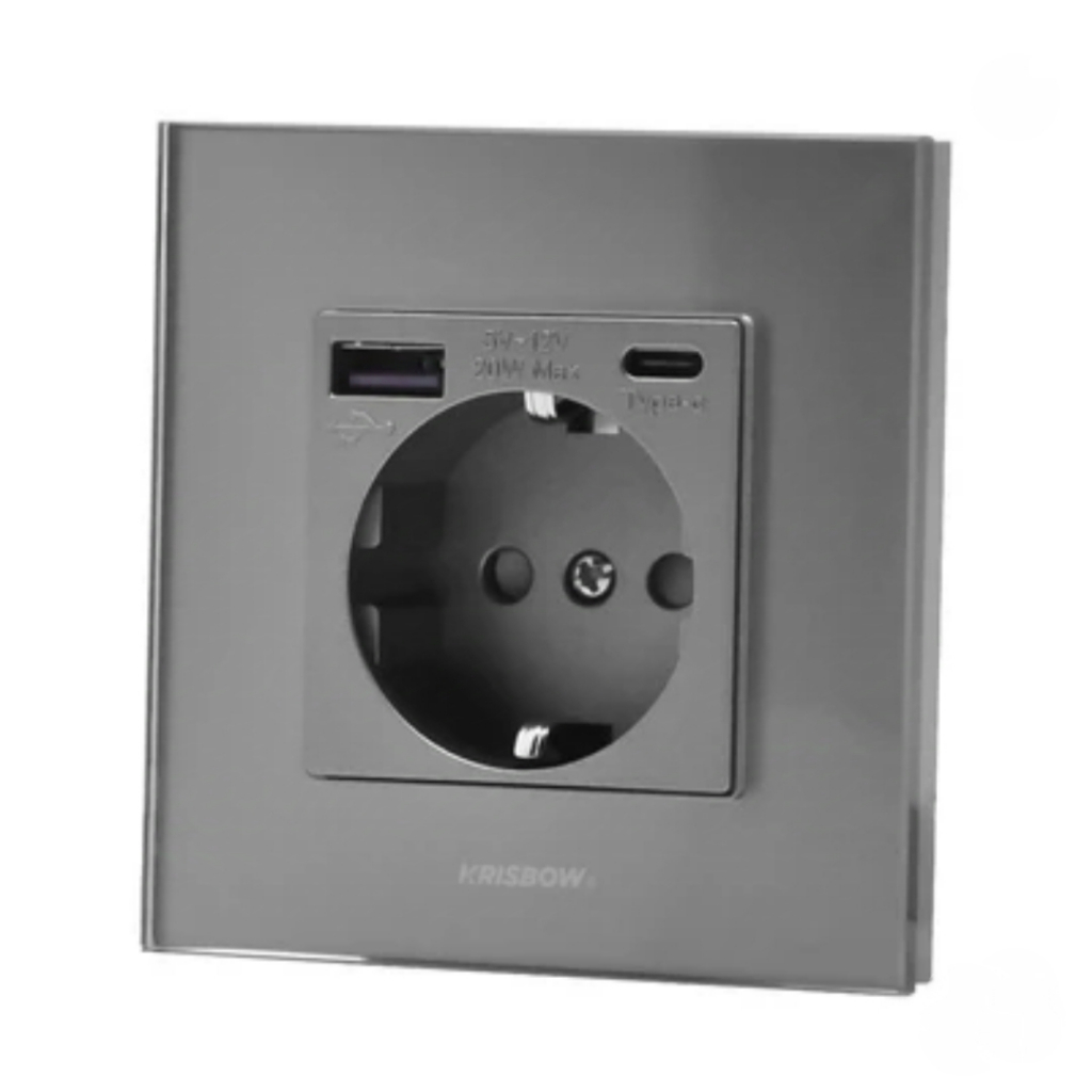 Wall Socket Equipped with Usb Type C and A Socket Krisbow Wall Socket ...