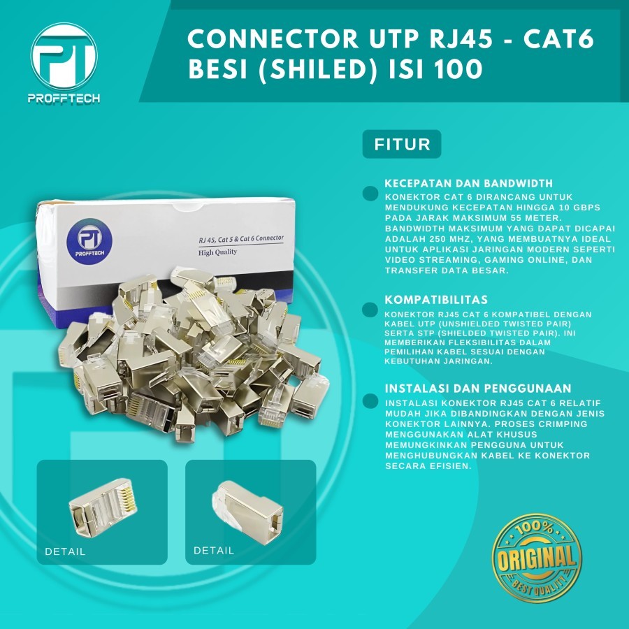 Rj 45 UTP connector contains 100 cat 6e / Iron rj45 connector jack ...