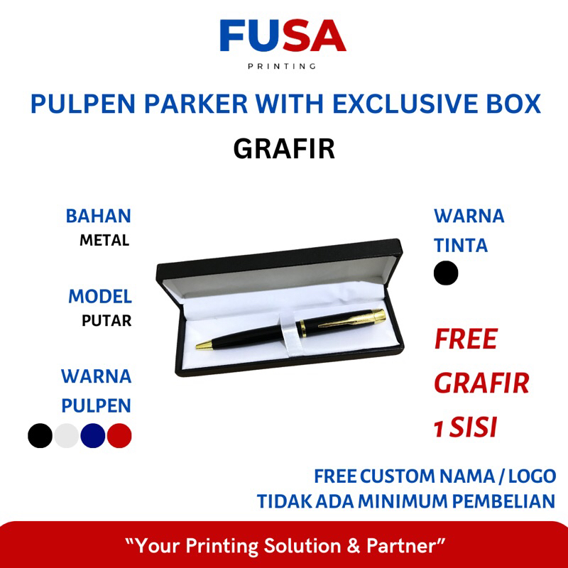 Fusa Printing Pens Custom Parker Free Engraving + Exclusive Box Print ...