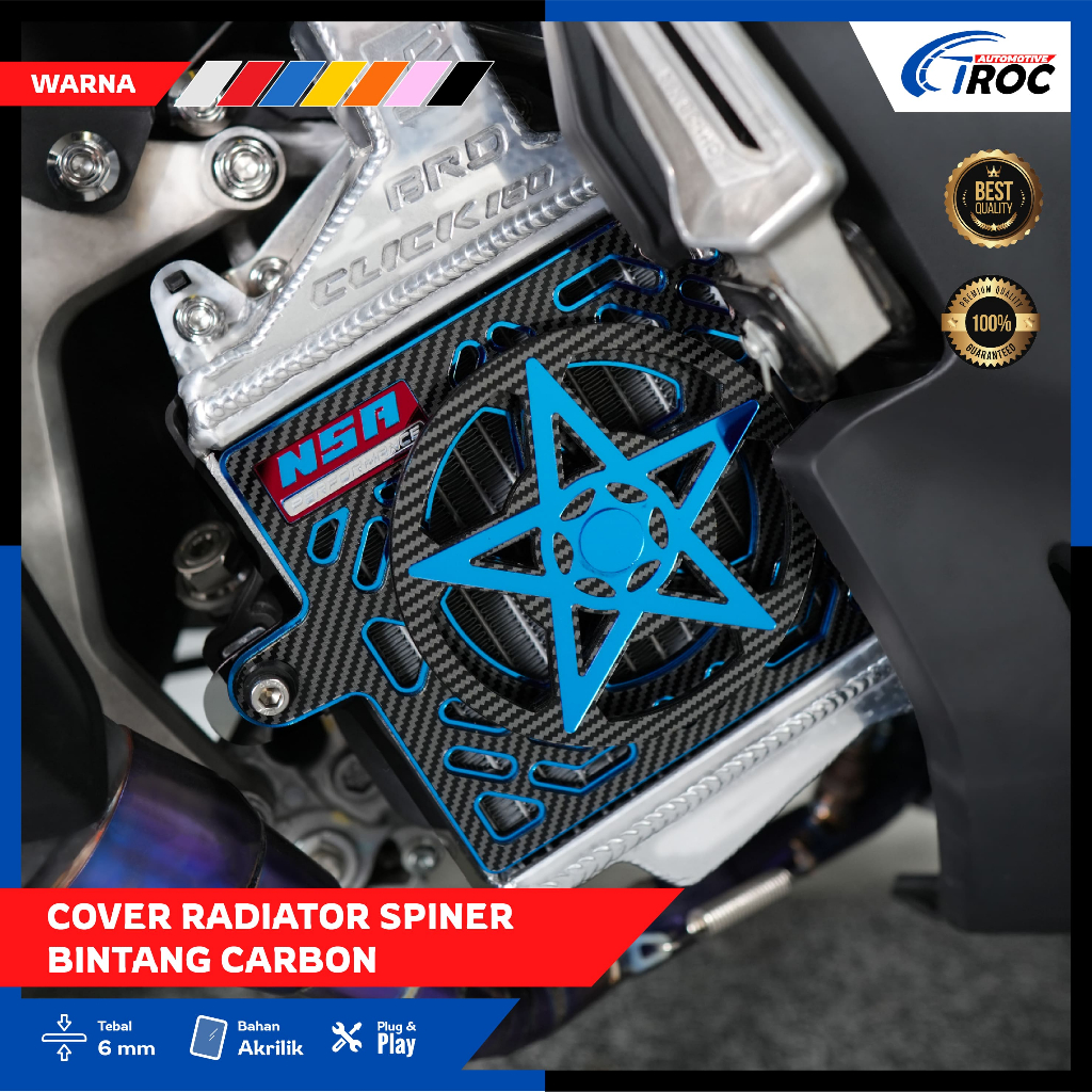 RADIATOR COVER SPINNER CARBON SERIES TYPE BINTANG VARIO PCX NMAX AEROX ...