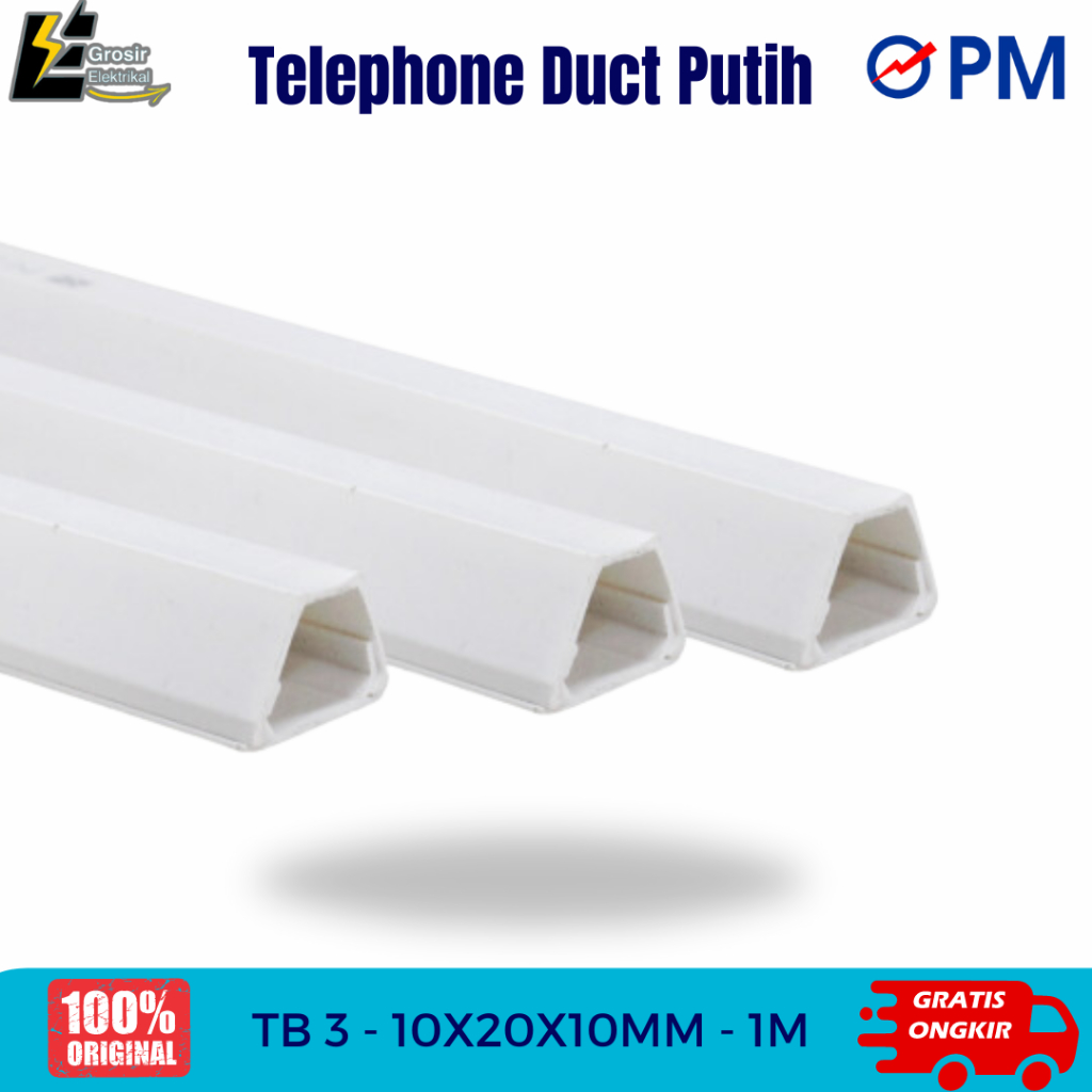 TELEPHONE DUCT/CABLE DUCT TYPE TB - 3 WHITE PM 1 meter (NEW MODEL ...