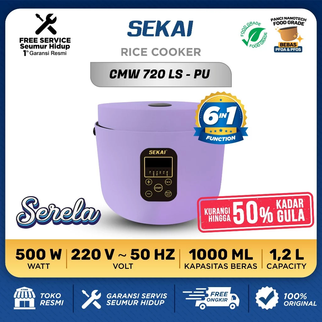 Low Sugar Low Carbo Digital Rice Cooker Anti Fat SEKAI CMW 720 LS Magic Com 1 Liter (K) | Shopee ...