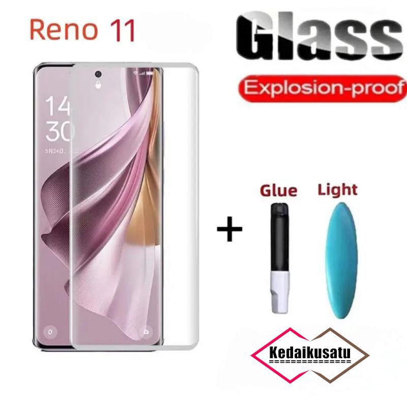 Oppo Reno 11 5G CURVED Tempered Glass UV LASER CURVED FULL GLUE Reno 11 ...