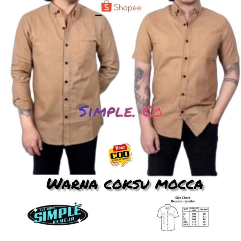 KATUN KEMEJA Men's Coksu Mocca Color Shirt | Plain Mocca Brown Long ...