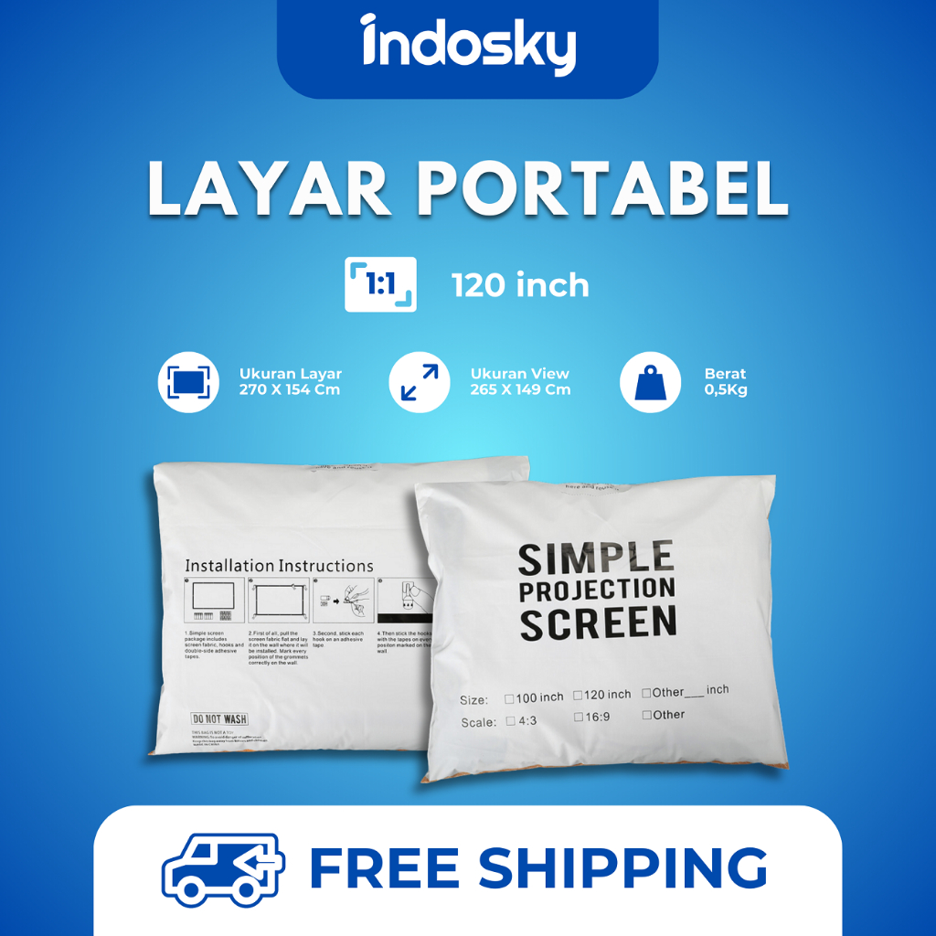 LAYAR 120 Inch Portable Projector Screen | Simple Screen Projector ...