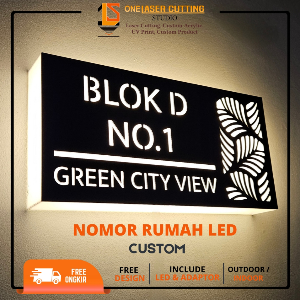 Custom Acrylic LED Neon Box House Number LED Light Nameplate | Shopee ...