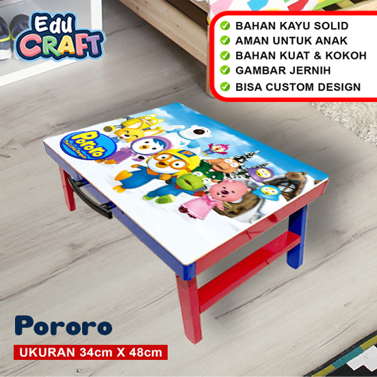 KAYU Pororo Character Wooden Children's Folding Study Table / Children ...