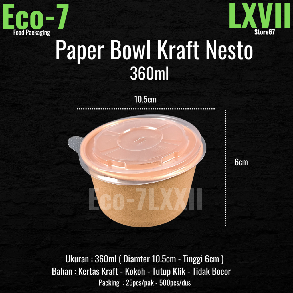 Brown Kraft Paper Rice Bowl 360ml & Lid - Paper Bowl (25 pcs) | Shopee ...