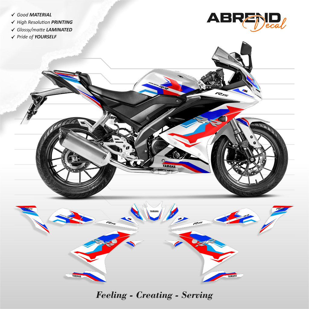 Sticker R15 V3 LIVERY BMW TRI COLOR RACING / STRIPING YAMAHA R15 V3 ...