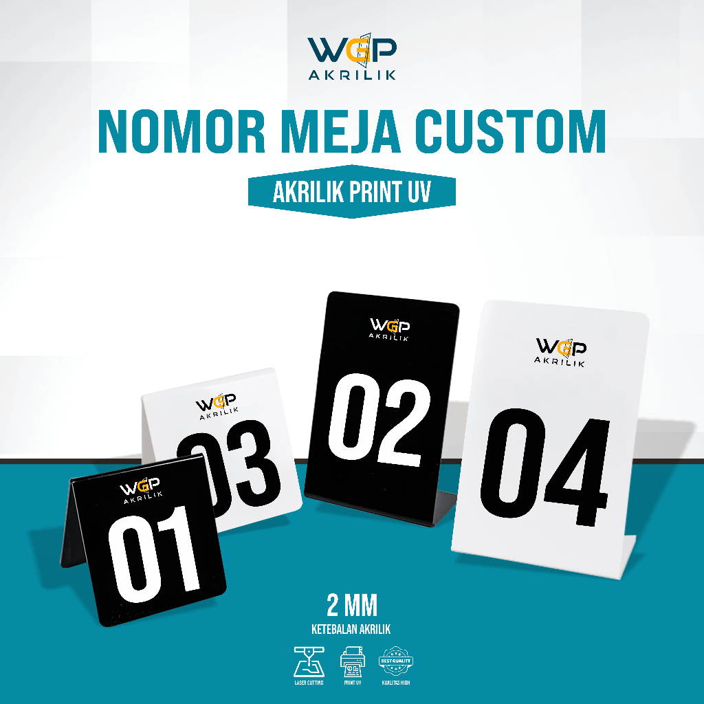 Custom Table Numbers, Custom UV Printed Acrylic Cafe Restaurant Logo ...