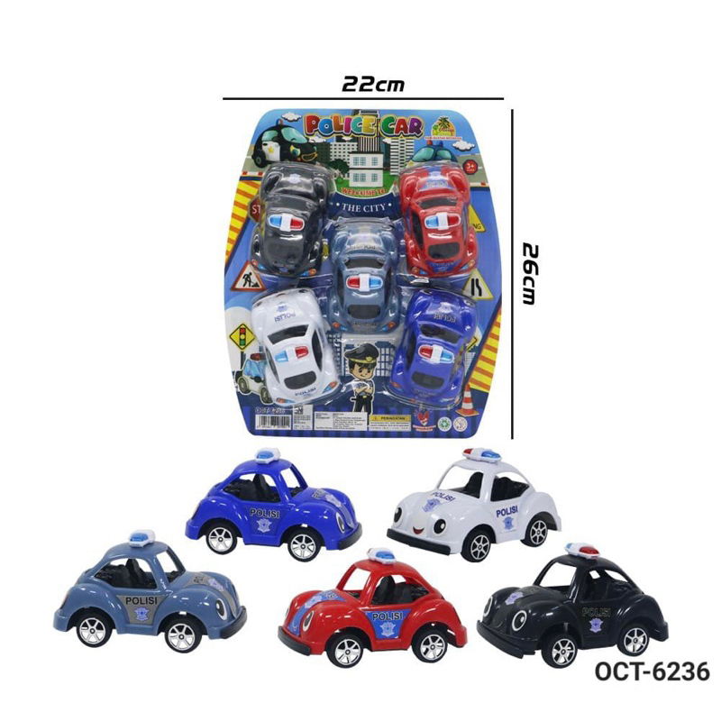 OCT6236 CHILDREN'S TOY POLICE CAR PULLBACK FROGS CONTENTS 5 PCS ...