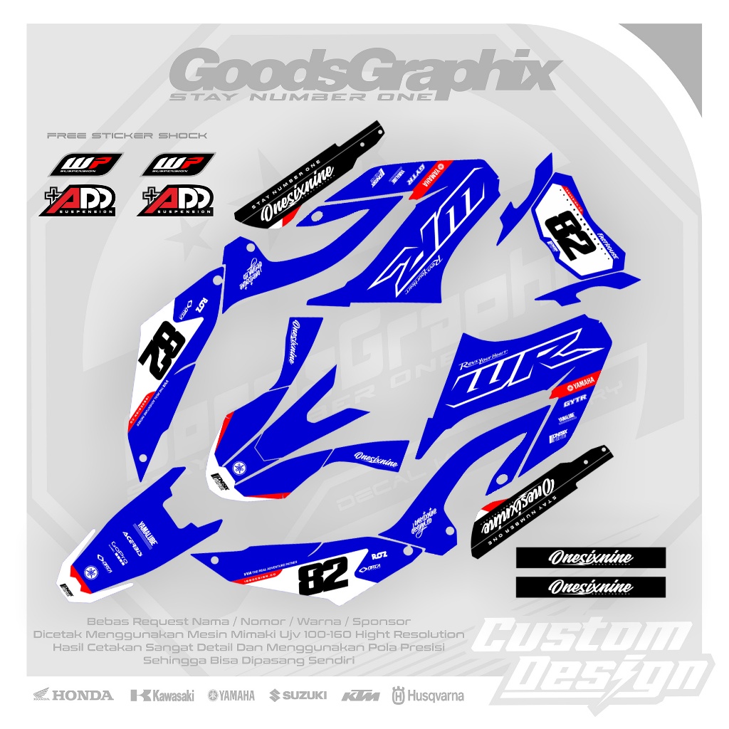 MERAH Yamaha Wr 155 Superglossy Blue List Red Decal - Custom Yamaha Wr ...