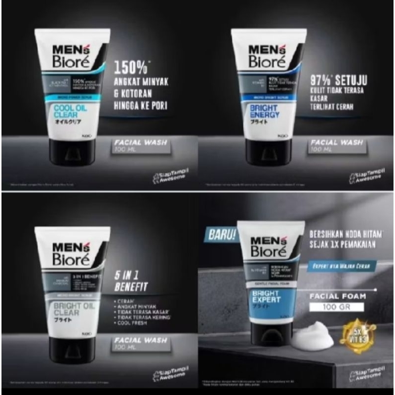 Biore Men Facial Wash 100gr // Men's Biore Facial Foam 100gr | Shopee ...