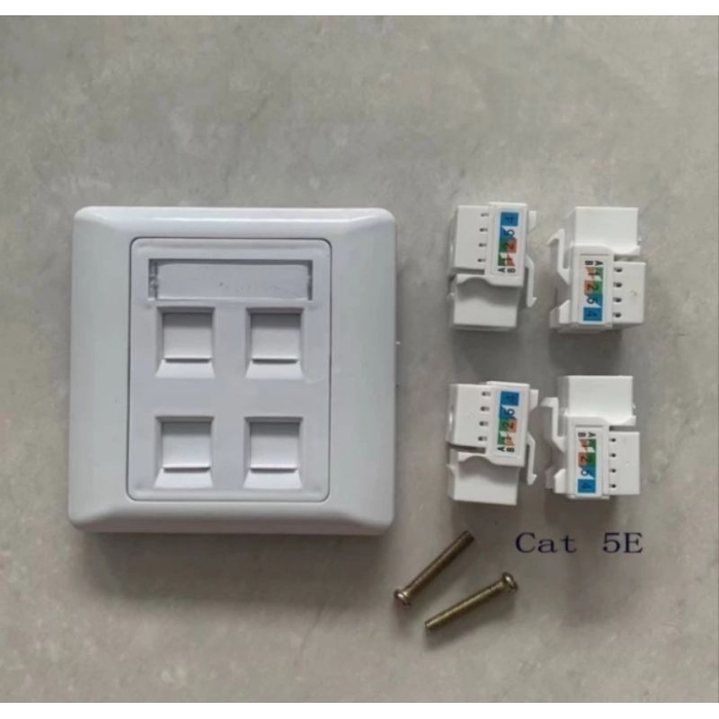 Faceplate Lan RJ45 Wallplate 4port+4 Modulr Cat 5e/Cat 6e | Shopee ...