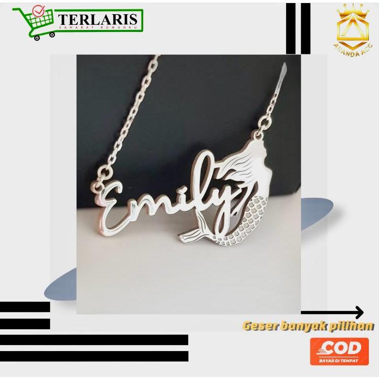 Children's monel name necklace, titanium, stainless steel, silver and ...