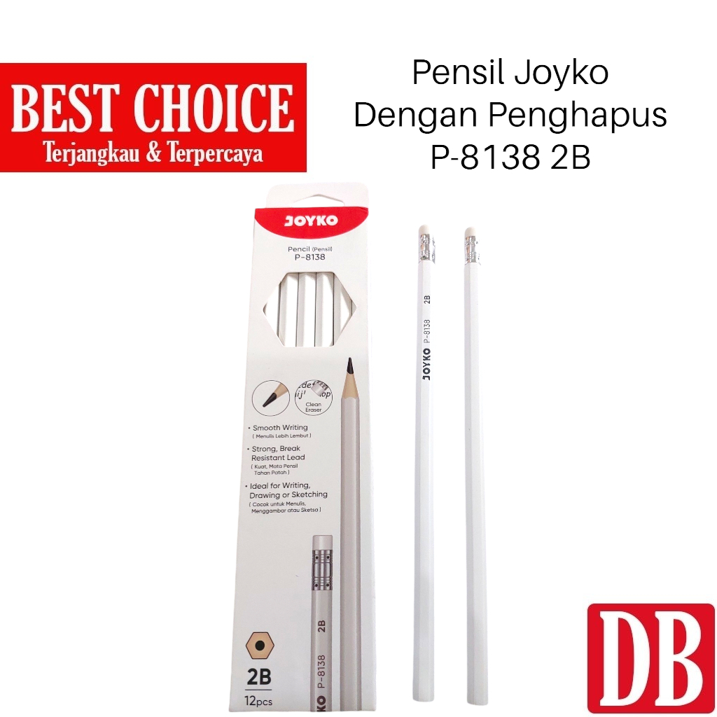 Joyko P-8138 2B Pencil / Writing Pencil with Eraser (12pcs) | Shopee ...