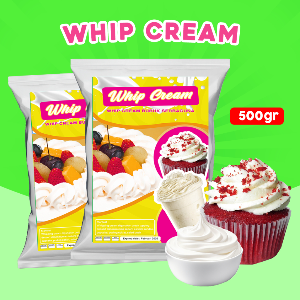 Whip CREAM TOPPING PREMIUM 500g / WHIP CREAM POWDER 500g / WHIPPED ...