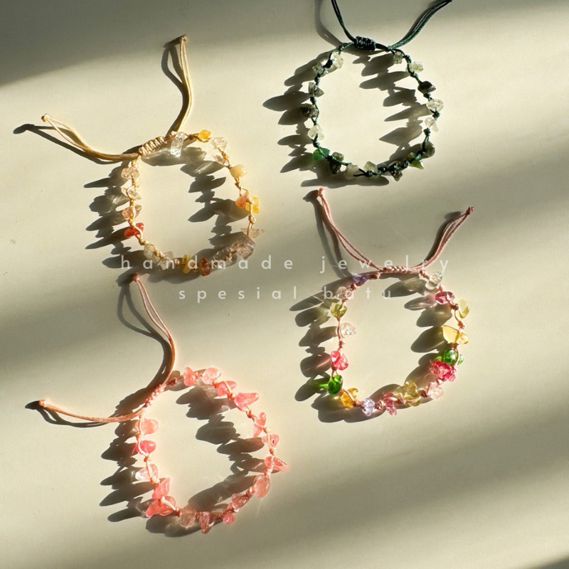 Genuine Natural Stone Bracelet Korean Aesthetic Beads Cute Women's Jade ...