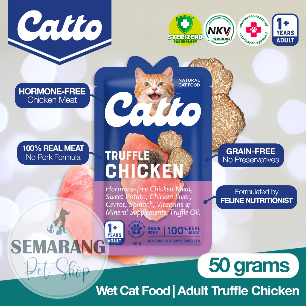 Wet Cat Food CATTO Adult Truffle Chicken 50gr | Natural Cat Wet Food ...