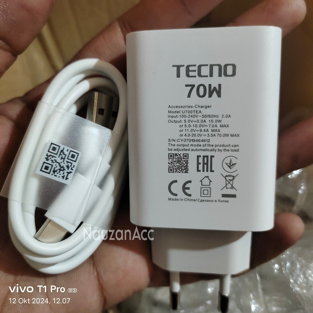 Charger TECNO POVA 6/POVA 6 PRO. Original Original Original Fastcharging 70W | Shopee Philippines