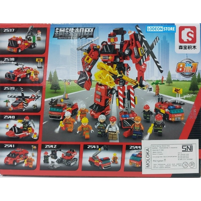 Brick Sembo Block Mecha Of Steel Firefighter 8 in 1 Robot 2537-2544 ...