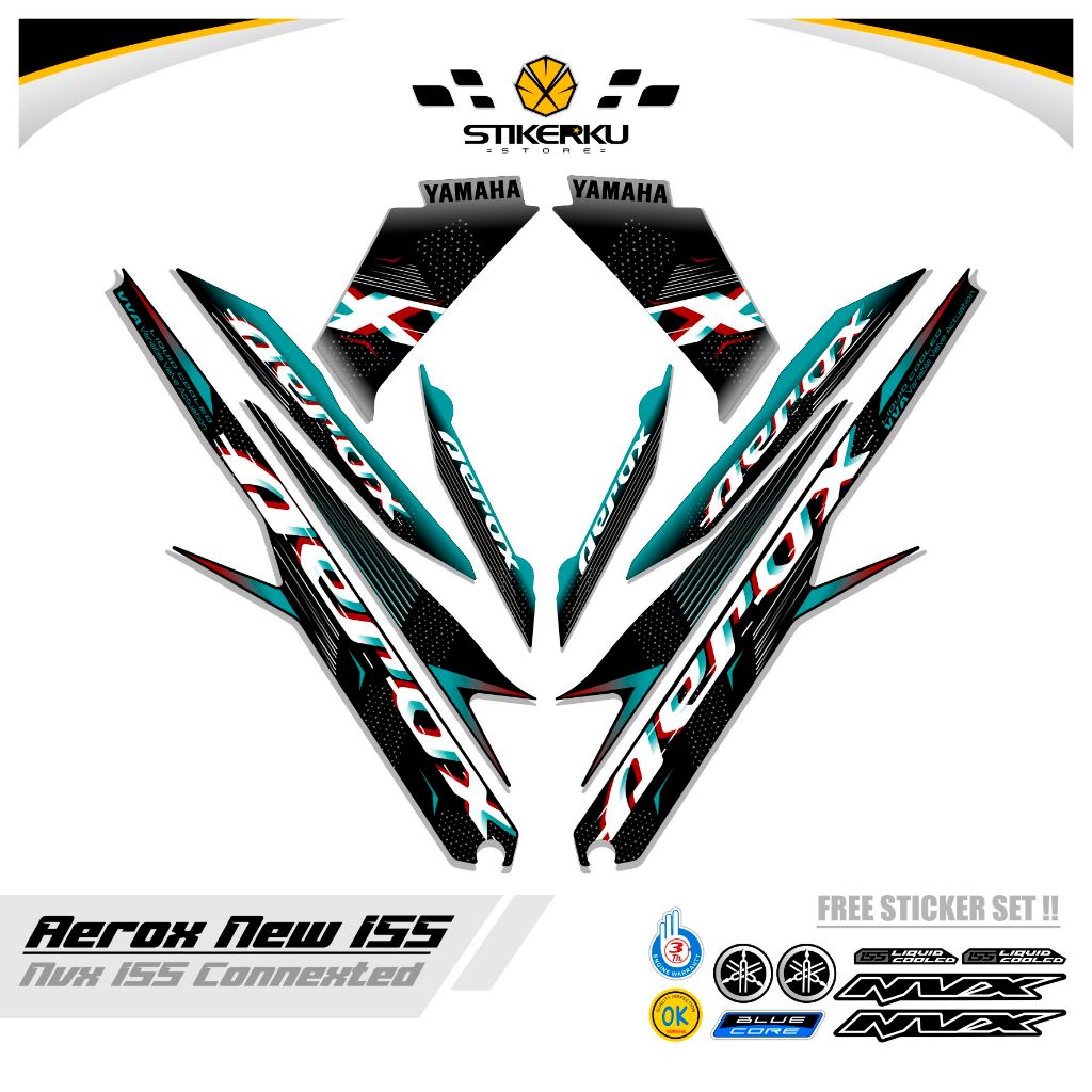 Sticker AEROX 155 NEW / MTF 48 / STRIPING AEROX CONNECTED / CYBER CITY ...