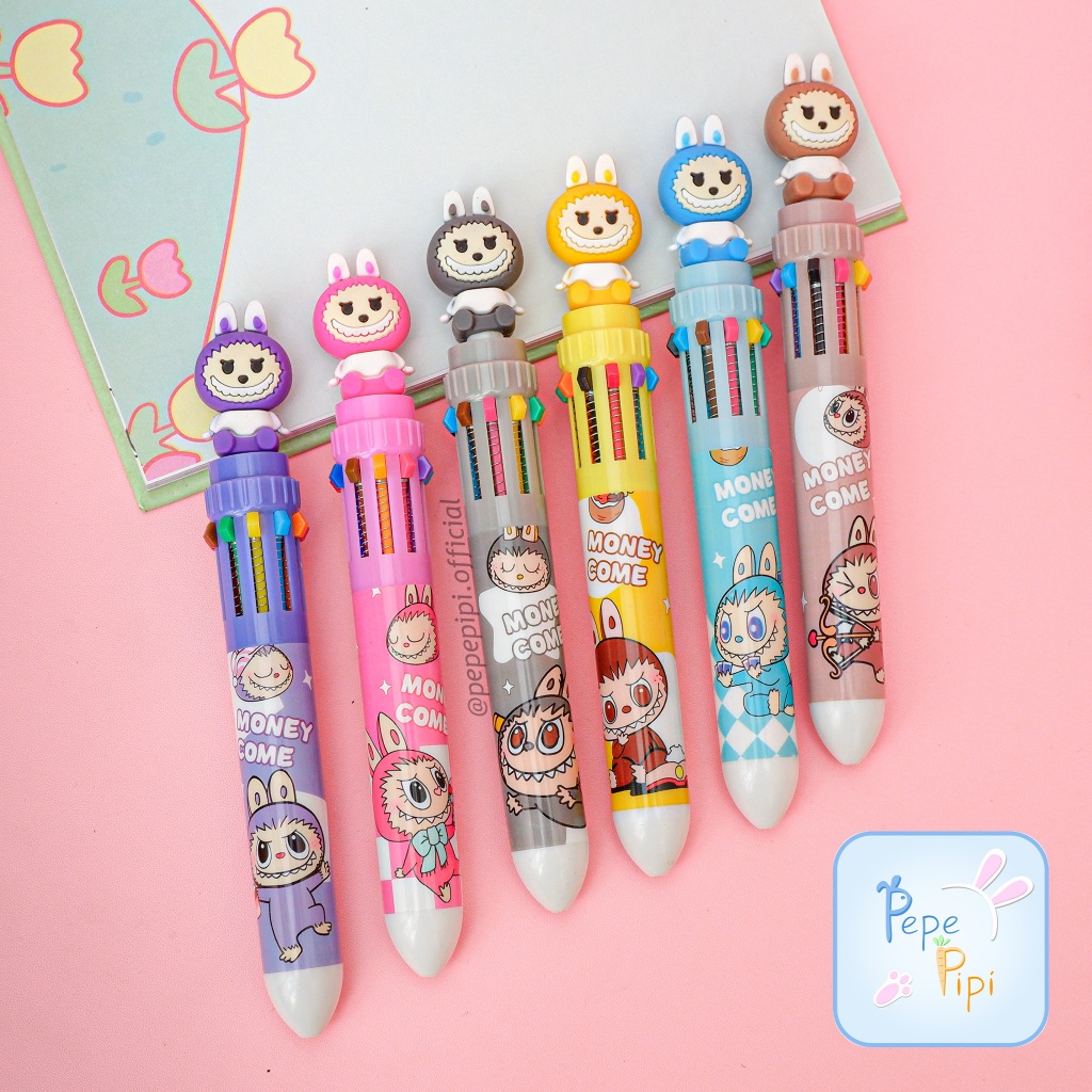 10 Color Labubu PC-1544 Pen Ballpoint Pen Colorful Ink Character Gelpen ...