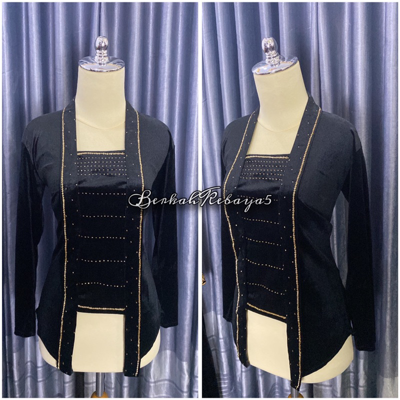 New Kutu Kebaya Bludru Tabur Motif (Gold Sequin) | Shopee Philippines