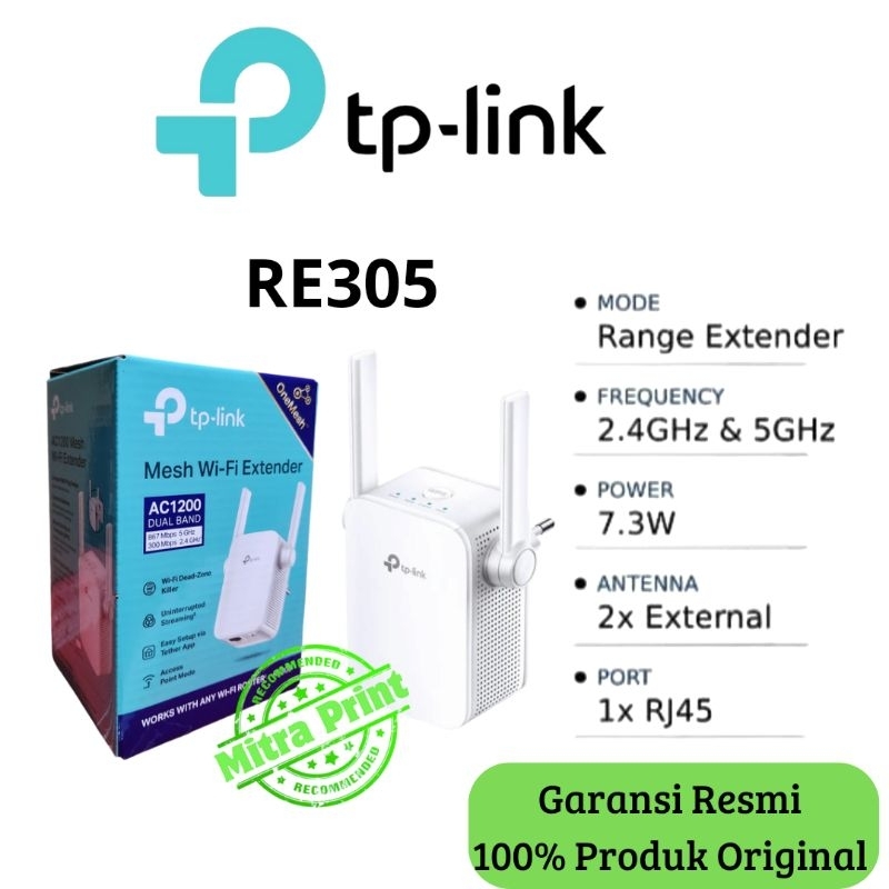 TP-LINK RE305 AC1200 Wifi Range Extender Support Dual Band 2.4g - 5G ...