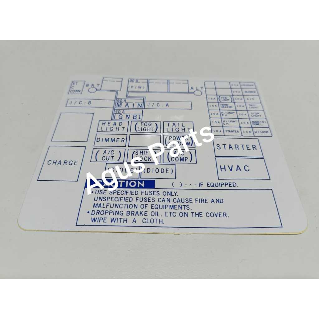 Isuzu Fuse Box Label Sticker Ori Panther Capsule 2000 and Above ...