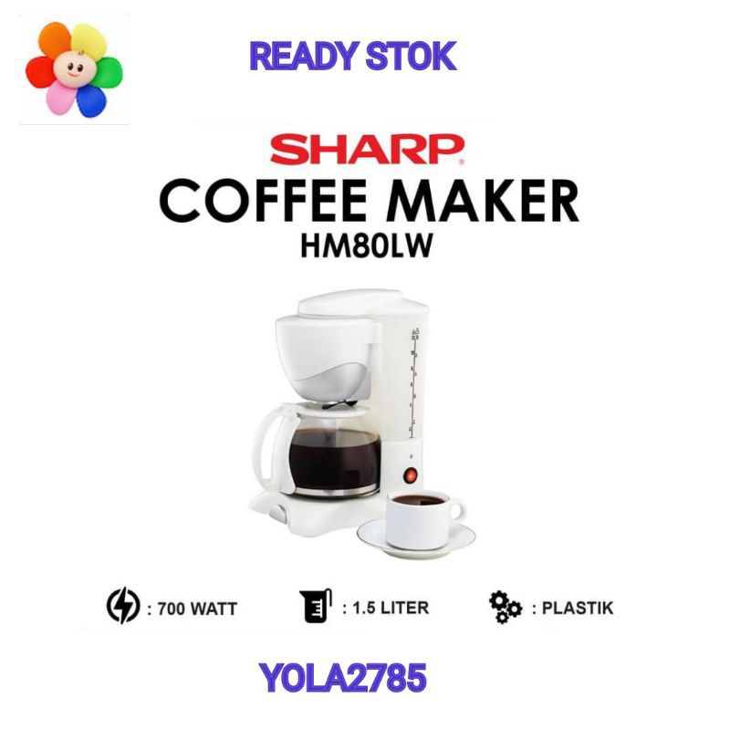 MESIN Sharp Coffee Maker 1.5 Liter HM80LW 700 Watt Coffee Machine ...