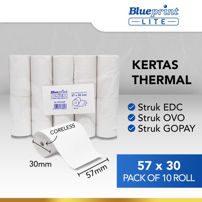 Blueprint Lite Thermal Paper Roll 57x30mm EDC Receipt Thermal Paper ...