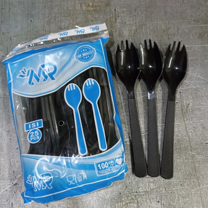 HITAM [25 Pcs} 2 in 1 dinner fork spoon / food grade and thick black ...