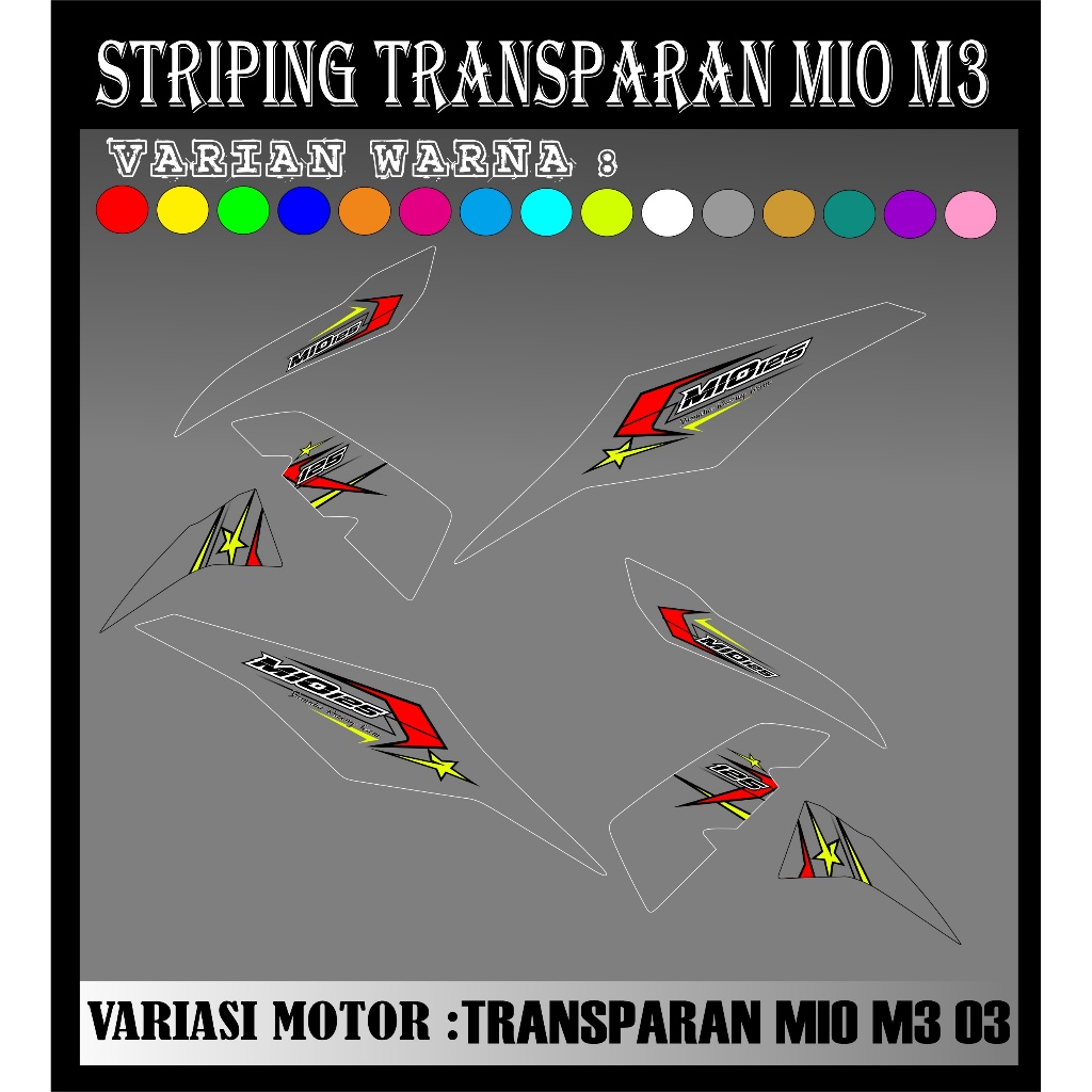 Mio M3 DecaL STIPINNG TRANSPARENT Sticker list of yamaha MIO M3 code 03 ...