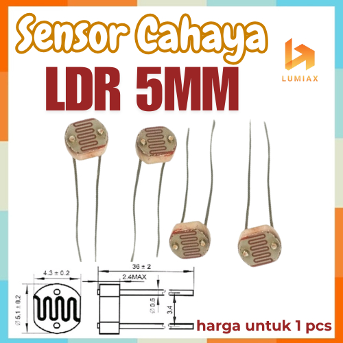 CAHAYA Ldr Light sENSOR Light Dependent Resistor 5mm Photoresistor ...