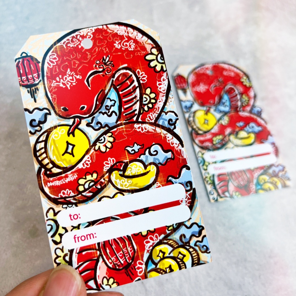 Gift Hang Tag Chinese New Year Doodle Gift Label Chinese New Year ...