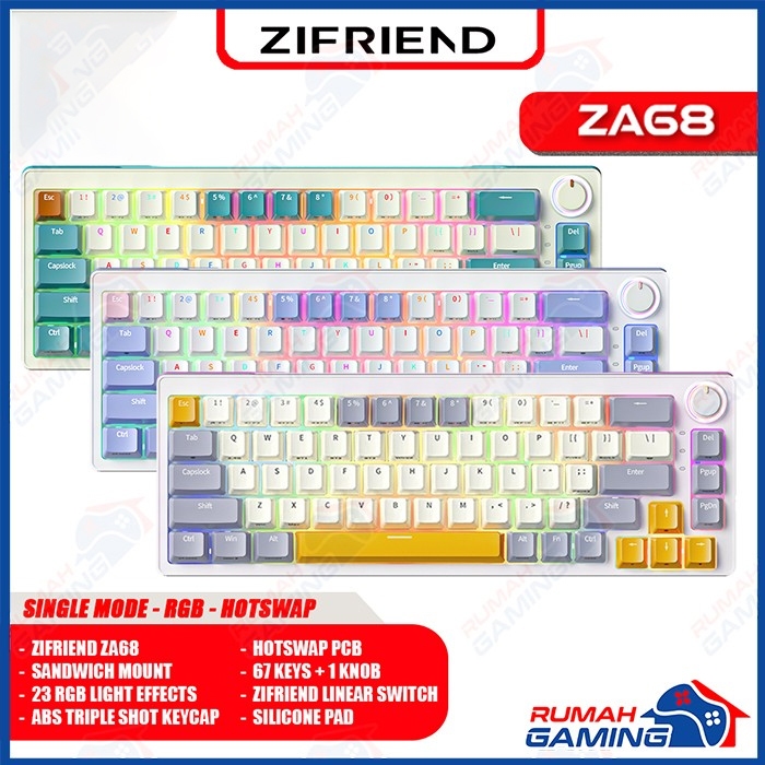 Mechanical KEYBOARD - ZIFRIEND ZA68 - 65% - WIRED - RGB - HOTSWAP ...