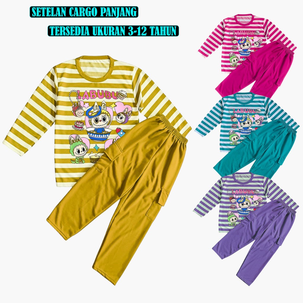 Pgp - Labubu Long Cargo Girls Suit 3-12 years | Shopee Philippines