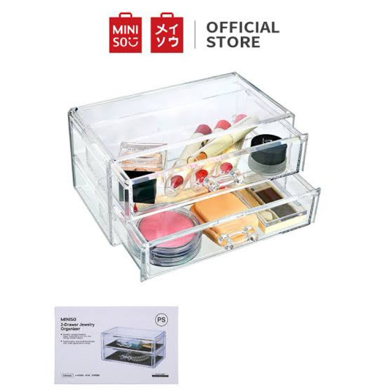 Miniso cosmetic Storage organizer transparent 2 Drawers / mini Drawer ...