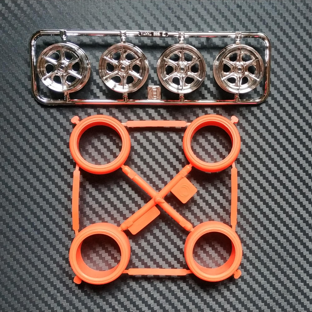 Large Tear Drop Chrome Rims and Original Tamiya Orange Type Hard Tires ...