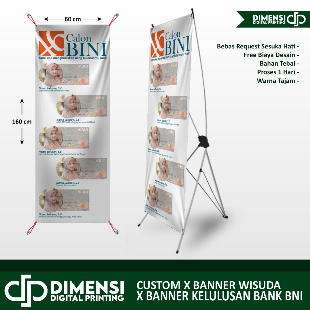 Custom X Banner / Standing BNI Bank Theme Graduation Banner / BINI Bank ...